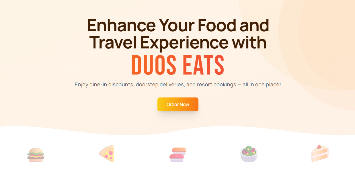 DUOS EATS - Food Delivery, Dine-in Discounts & Resort Bookings